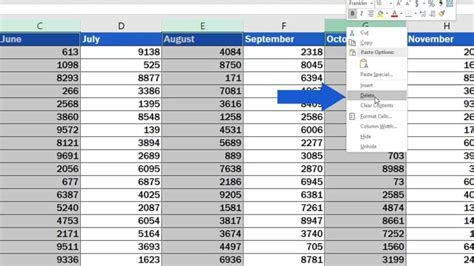 how to delete columns in excel