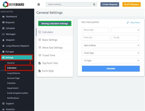 calculator settings training 1 moveboard documentation