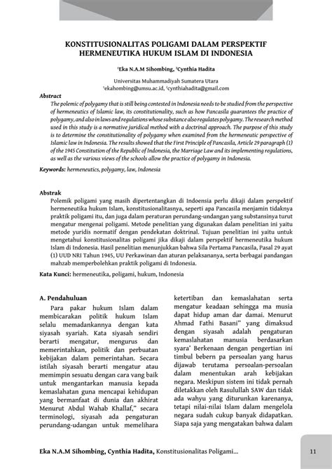 Pdf Konstitusionalitas Poligami Dalam Perspektif Hermeneutika Hukum