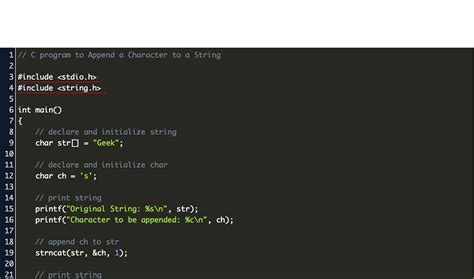 how to put a char into a string c code example