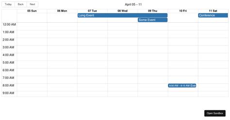 react big calendar example forked codesandbox