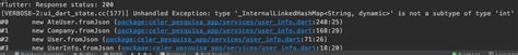 json error unhandled exception type internallinkedhashmap is