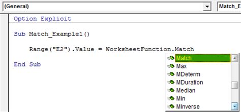 vba match how to use match function in vba excel examples