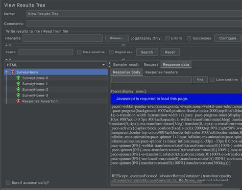 how to handle a request where jmeter says javascript is required to