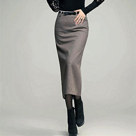 Autumn Winter Skirt Women Long Skirt Thick High Waist Pencil Skirt