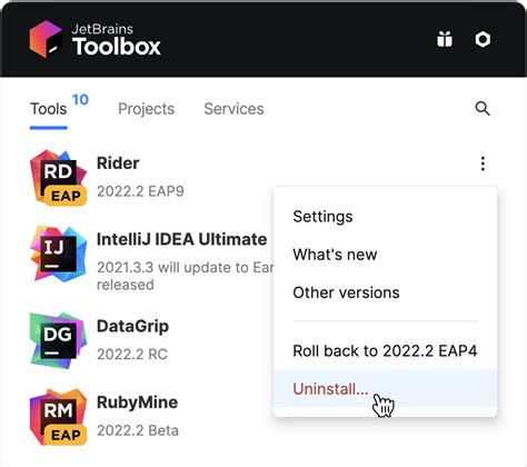 uninstall jetbrains rider jetbrains rider documentation