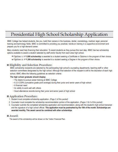 11 High School Scholarship Application Templates In Pdf Doc Free