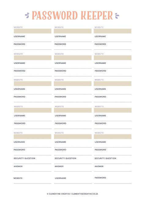33 best password list templates word excel and pdf ᐅ templatelab
