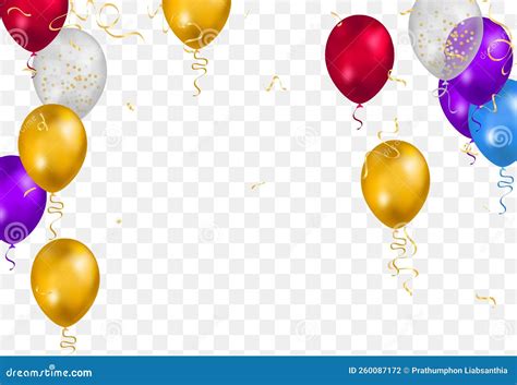 Feliz Aniversário Vetor Festa Banner Foil Confetti E Balões Brilhantes
