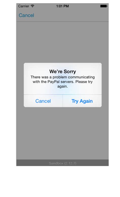 ios unable to communicate with paypal server stack overflow