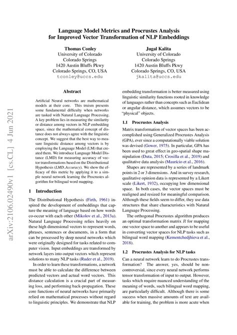 Language Model Metrics And Procrustes Analysis For Improved Vector