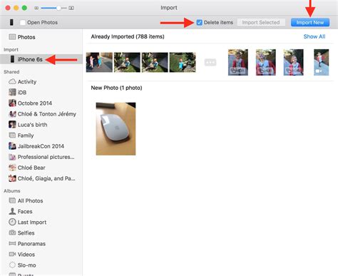 macos high sierra photo app delete items after import