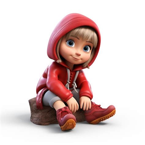 Premium Photo Masha From Masha And The Bear Sitting Pose 3d Isolated
