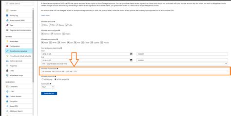 azure storage shared access signature allow all ip addresses
