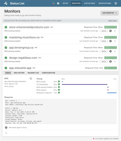 how to test nginx config status list