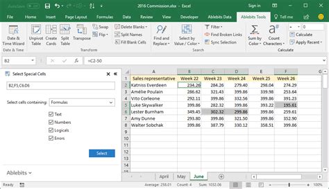 select cells in excel by value color or data type