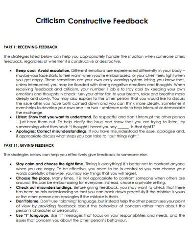 30 Constructive Criticism Examples In Pdf Examples