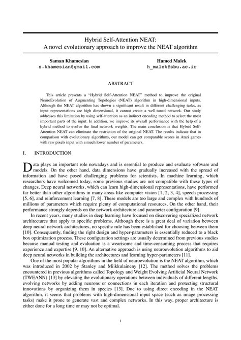 pdf hybrid self attention neat a novel evolutionary approach to