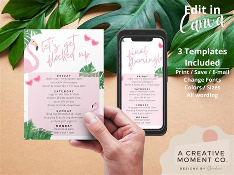 Flamingo Bachelorette Invitation Template Flock It Etsy