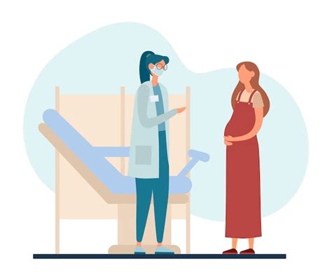 Premium Vector Pregnant Woman Visiting Obstetrician In Modern Clinic