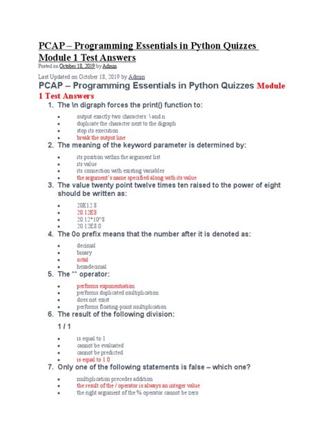 pcap programming essentials in python quizzes test answers