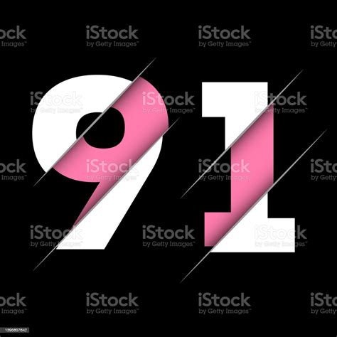 91 9 1 1 숫자 로고 디자인 크리에이티브 컷과 블랙 서클 배경 크리에이티브 로고 디자인 0명에 대한 스톡 벡터 아트 및