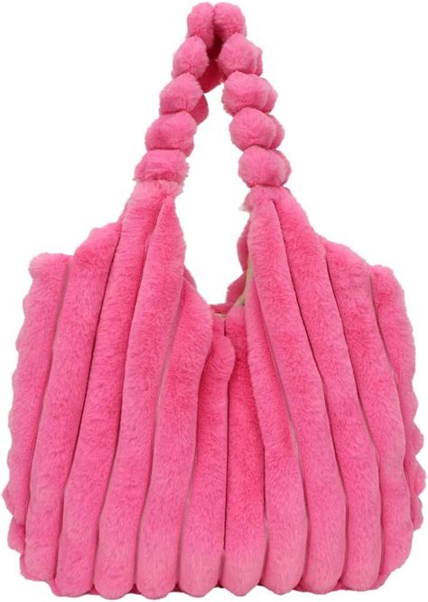 Municipal Fluffy Bag For Women Furry Tote Bag Casual Plush Shoulder Bag
