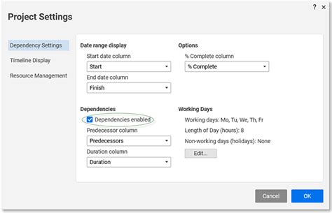 enable dependencies and use predecessors smartsheet learning center