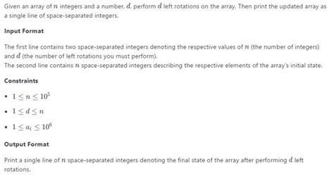 left rotation hackerrank solution