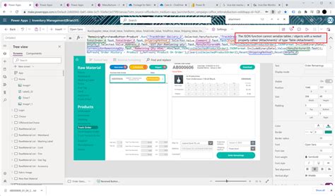 the json function cannot serialize tables object power platform