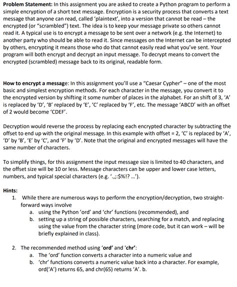 Solved Simple Encryption Of A Short Text Message Encryption