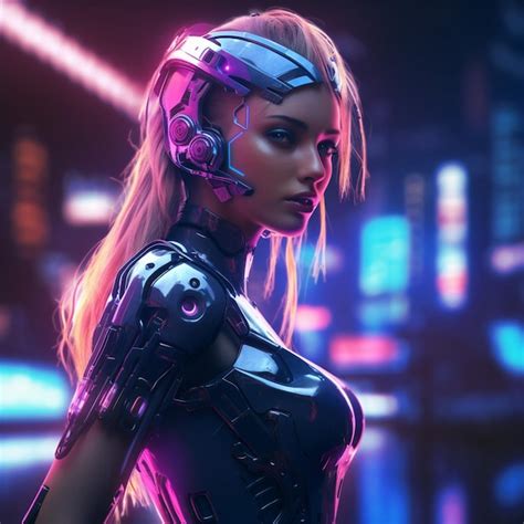 Premium Photo Cyberpunk Woman Portrait Futuristic Neon Style