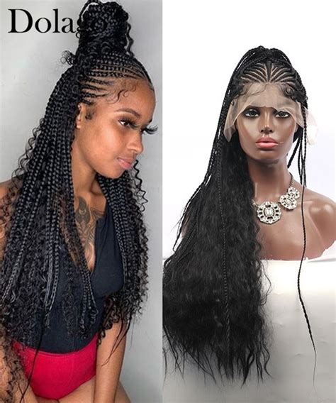 Braided Wigs Boho Braided Lace Front Wig 13x6 30inch Cornrow Braid Wig
