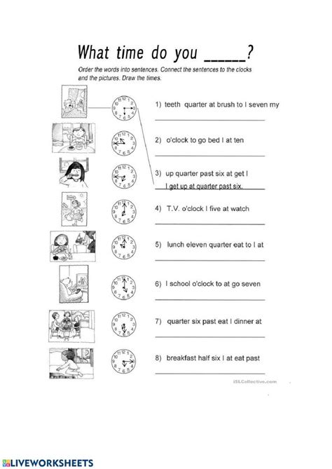Daily Routines English As A Second Language Esl Ficha Online