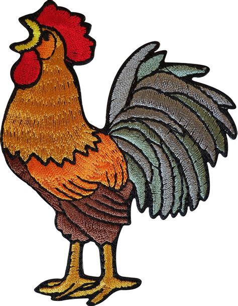 Embroidered Cockerel Iron On Patch Sew On Badge Rooster Cock Chicken