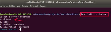 the best example to start with azure functions in a docker