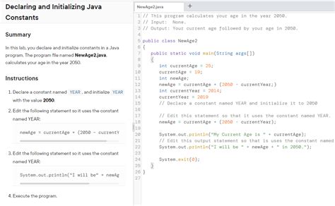 solved declaring and initializing java constants summary in