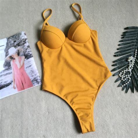 Push Up Thong Bikini 2019 High Cut One Piece Swimsuit Female Monokini