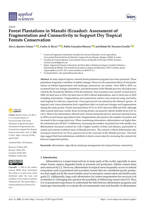 pdf forest plantations in manabí ecuador assessment of