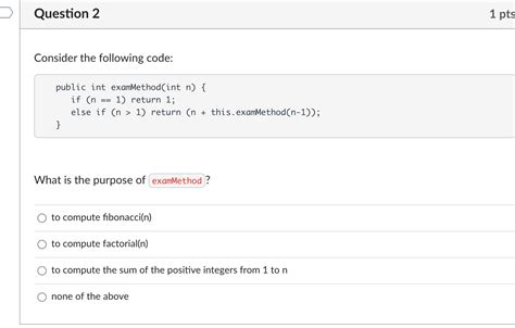solved question 1 1 pts consider the following recursive