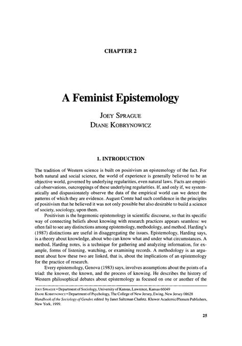 Pdf A Feminist Epistemology