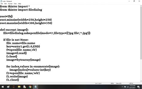 python program to image encryption and decryption using python tkinter