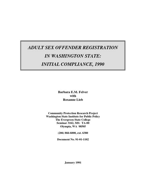 Adult Sex Offender Registration In Washington State Initial Compliance