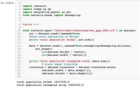 python rasterio reading outshape resample does not give correct array