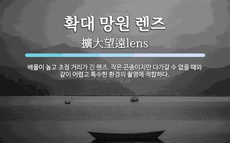 확대 망원 렌즈 뜻 배율이 높고 초점 거리가 긴 렌즈 작은 곤충이지만 다가갈 수 없을 때와 같이 어렵고 특수