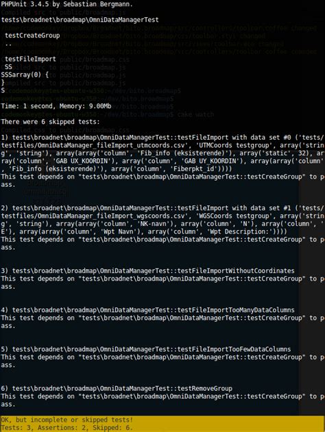 php why is phpunit skipping most of my tests even though their