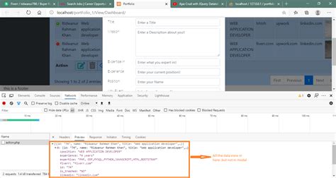 php get json data for editing in a modal using data