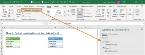 how to find all combinations of two lists in excel