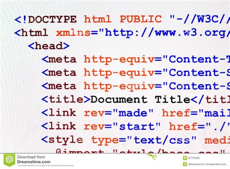 html web page code front view royalty free stock image