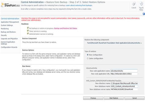 backup and restore in sharepoint 2010